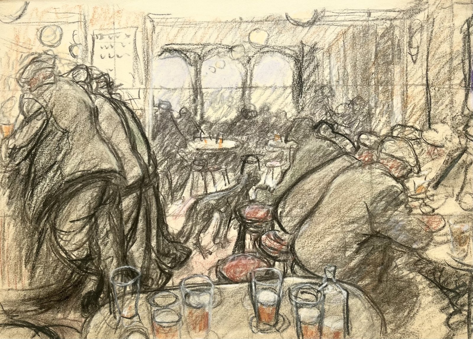 Norman Cornish - Crowded bar sketch